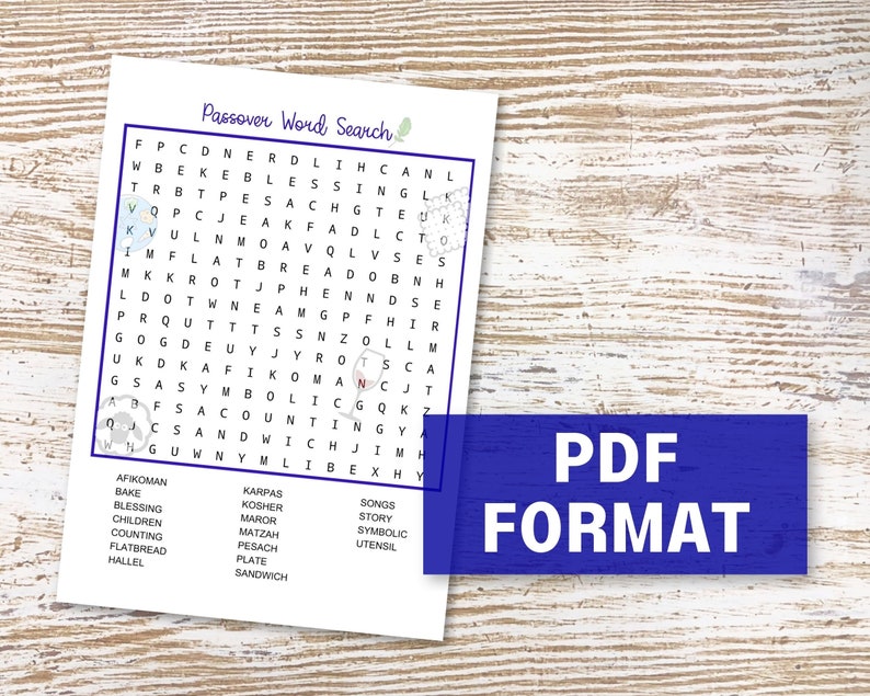 Passover Word Search Games, 2 Printable Party Games for the Family ...