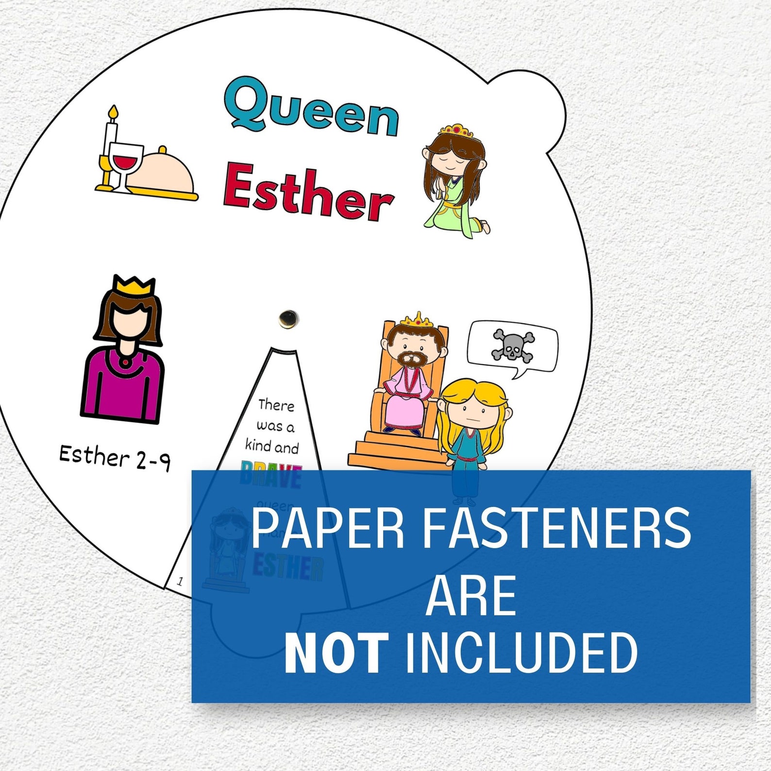 Queen Esther Coloring Wheel, Printable Sunday School Craft, Purim Bible ...
