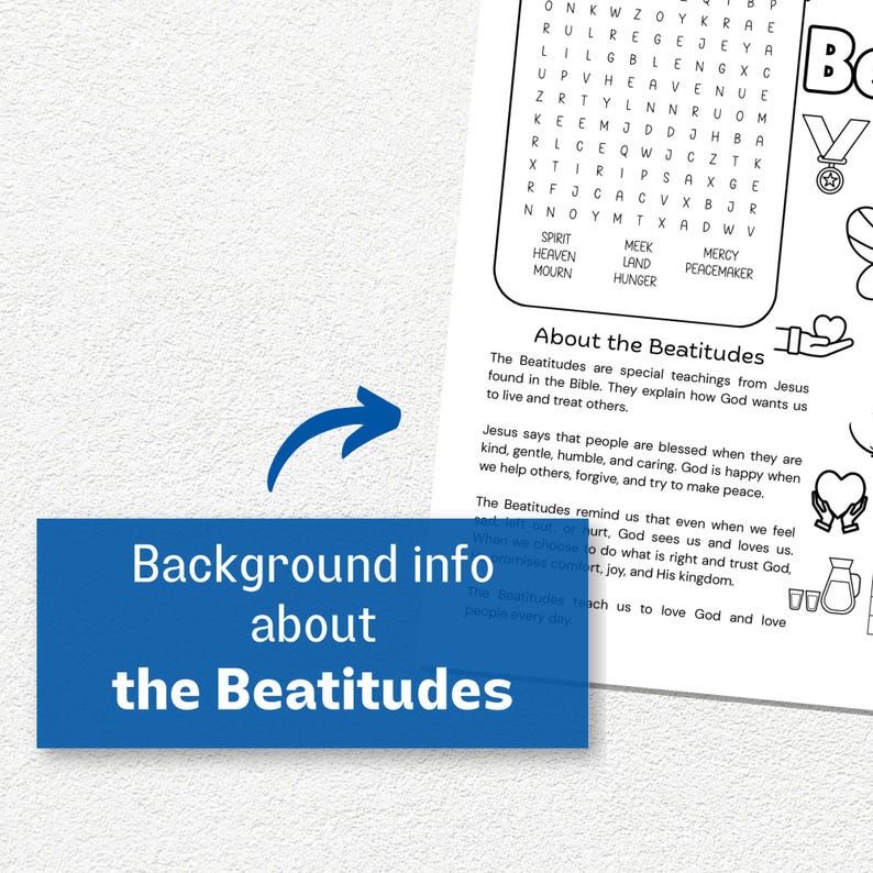 Beatitudes Activity Placemat, Printable Sunday School Activities ...
