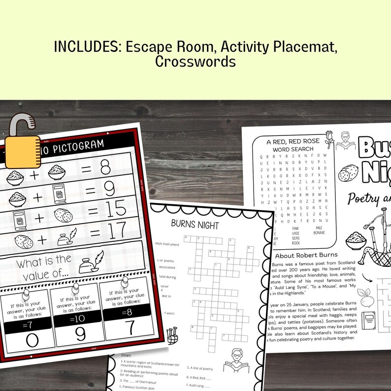 Burns Night Activity Bundle, 3 Printable Games, Scottish Themed ...