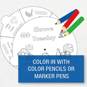Shrove Tuesday Coloring Wheel, Printable Sunday School Craft, Pancake ...