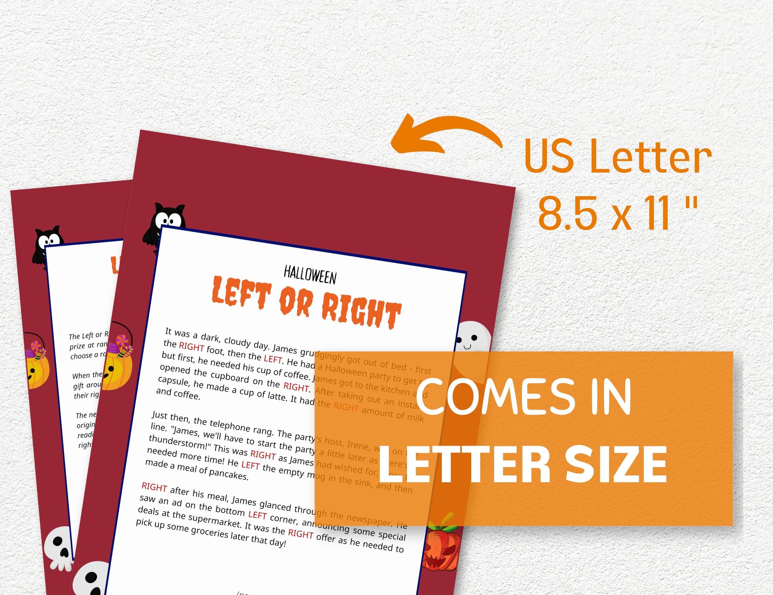 Halloween Left Right Game Printable, Halloween Pass the Prize Game ...