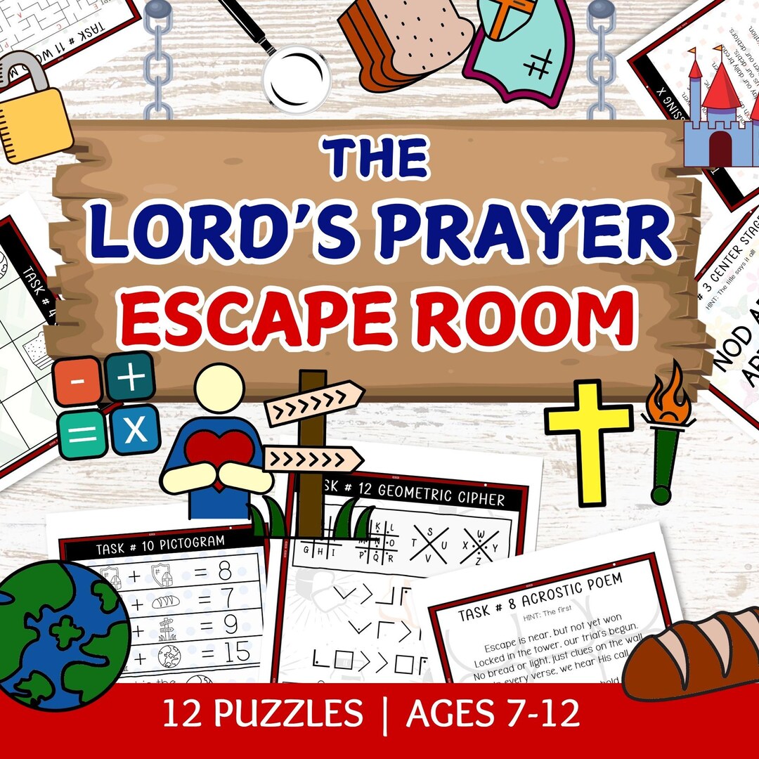 The Lord’s Prayer Escape Room, 12 Printable PDF Puzzles, the Lord’s ...