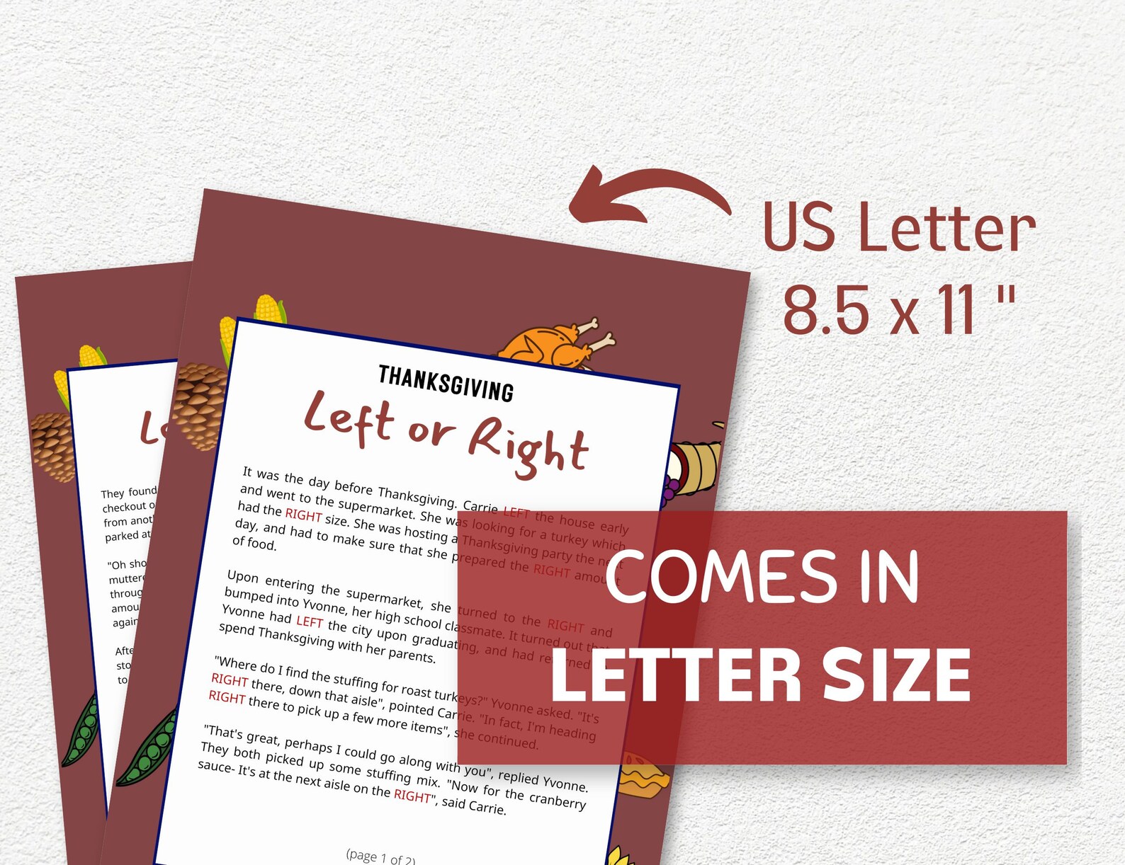 Thanksgiving Left Right Game Printable, Thanksgiving Pass the Prize ...