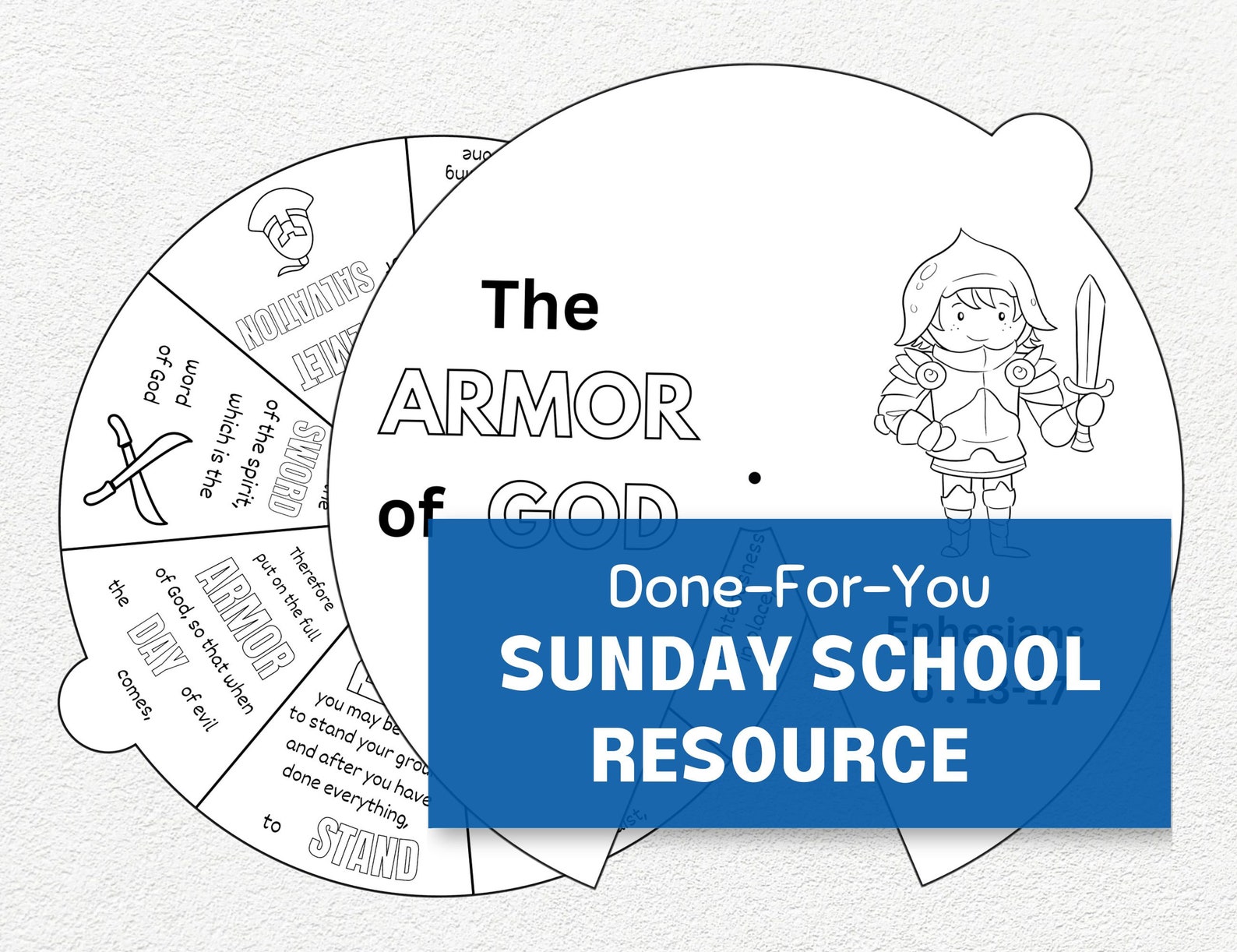 Armor of God Coloring Wheel, Printable Sunday School Lesson, Kids Bible ...