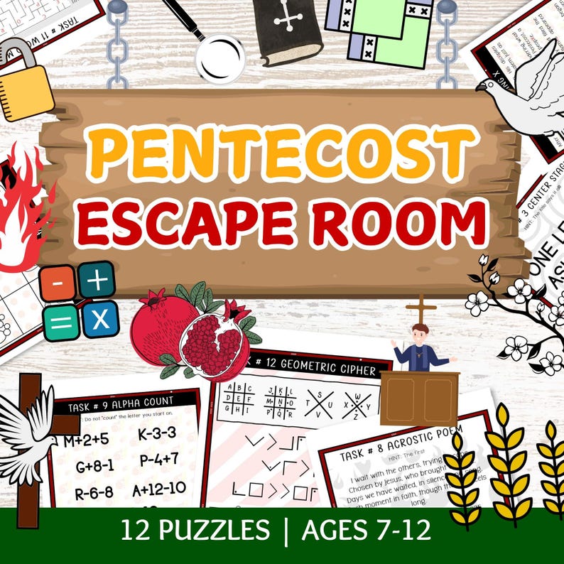 Pentecost Escape Room, 12 Printable PDF Puzzles, Pentecost Game for ...