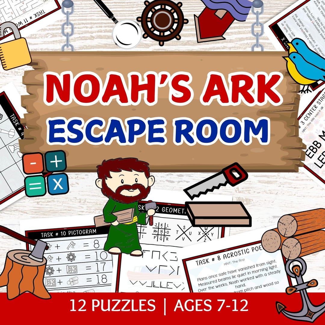Noah’s Ark Escape Room, 12 Printable PDF Puzzles, Noah’s Ark Sunday ...