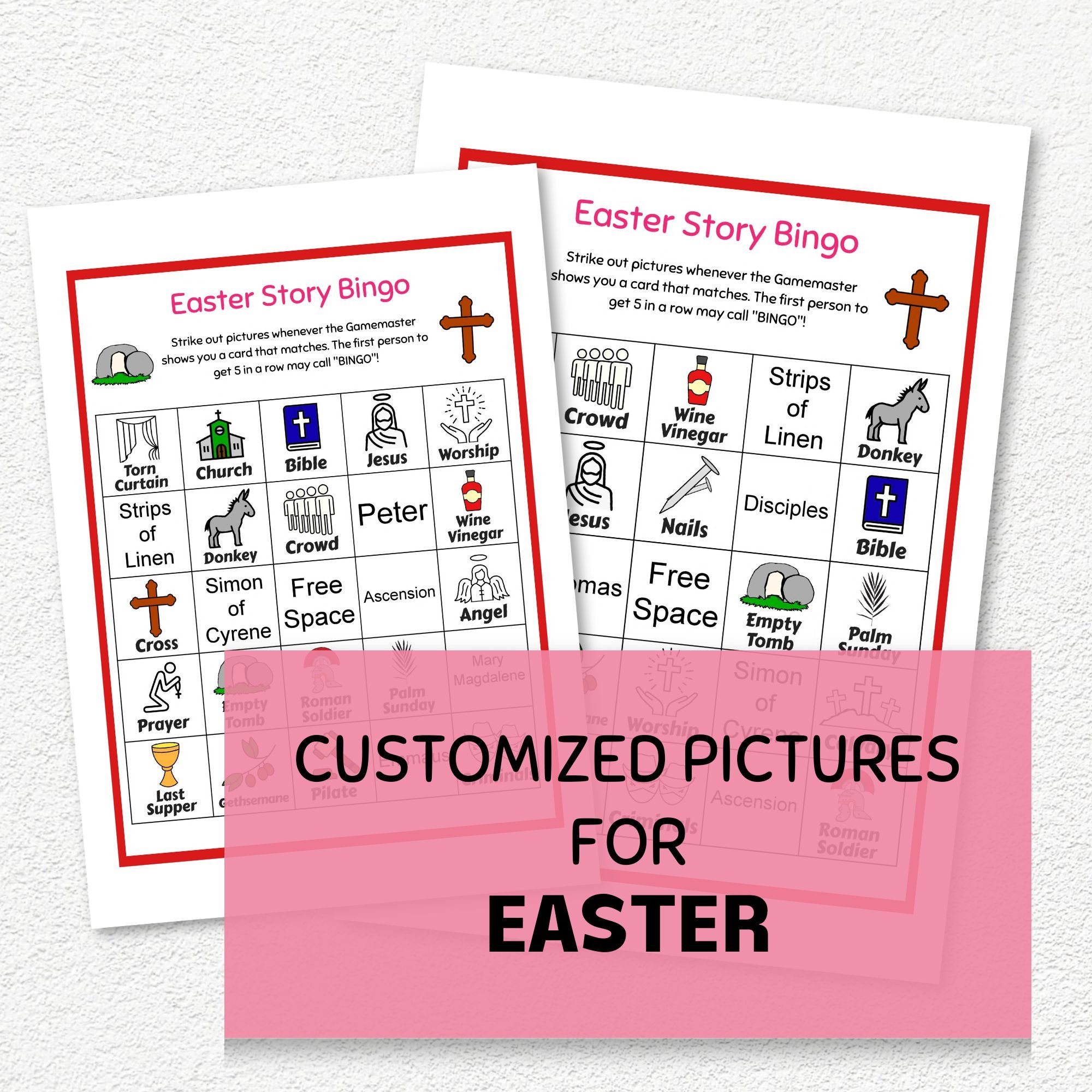 Easter Bingo Religious Game, 50 Printable Bingo Cards, Sunday School ...