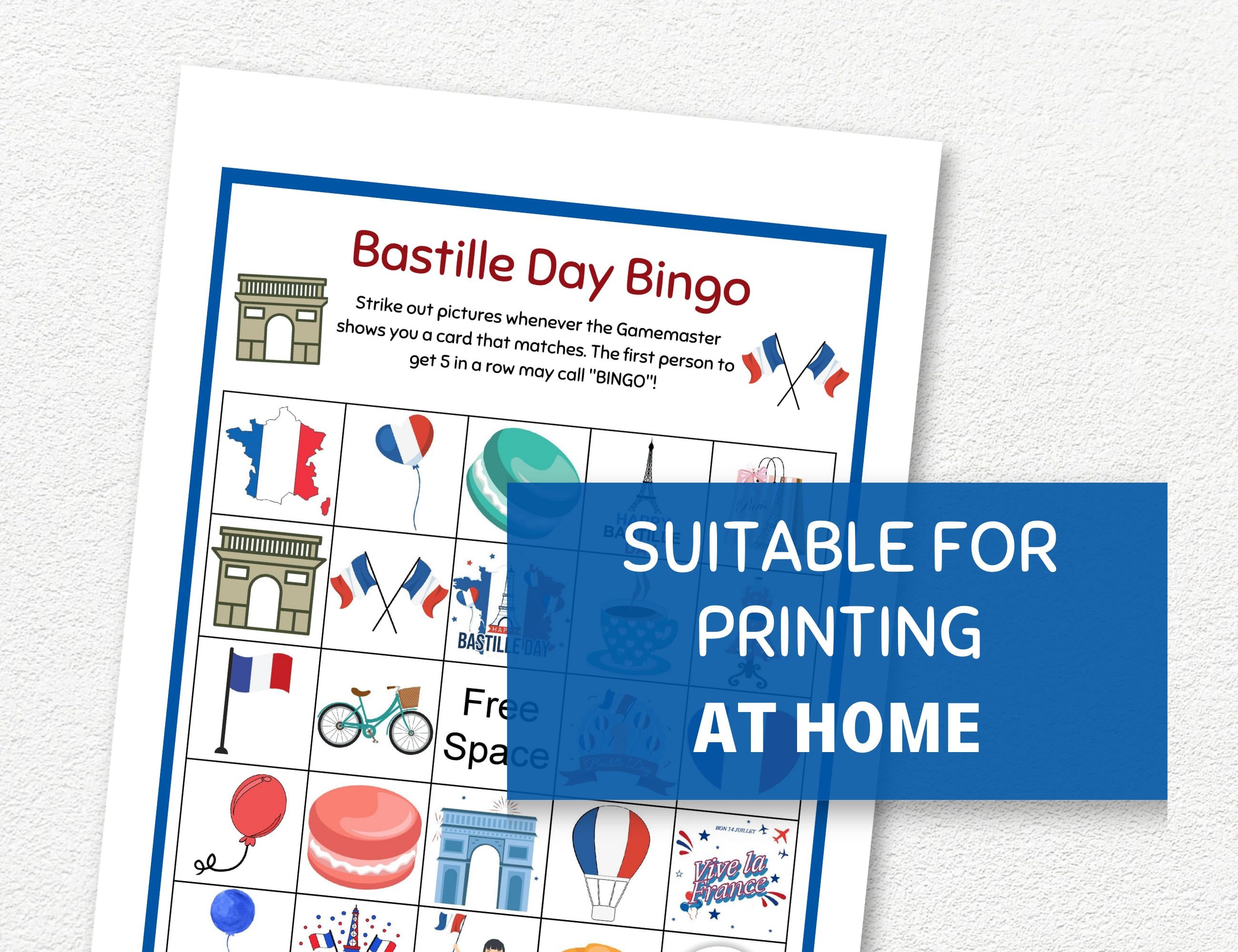 Bastille Day Bingo Printable, Holiday Bingo 50 Cards, French Themed ...