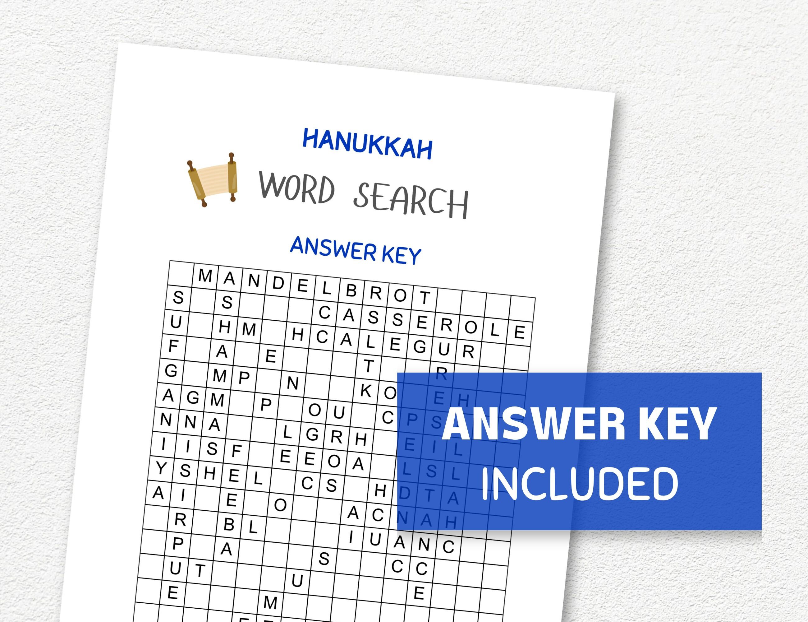 Hanukkah Word Search Printable, Chanukah Word Search for Kids and ...