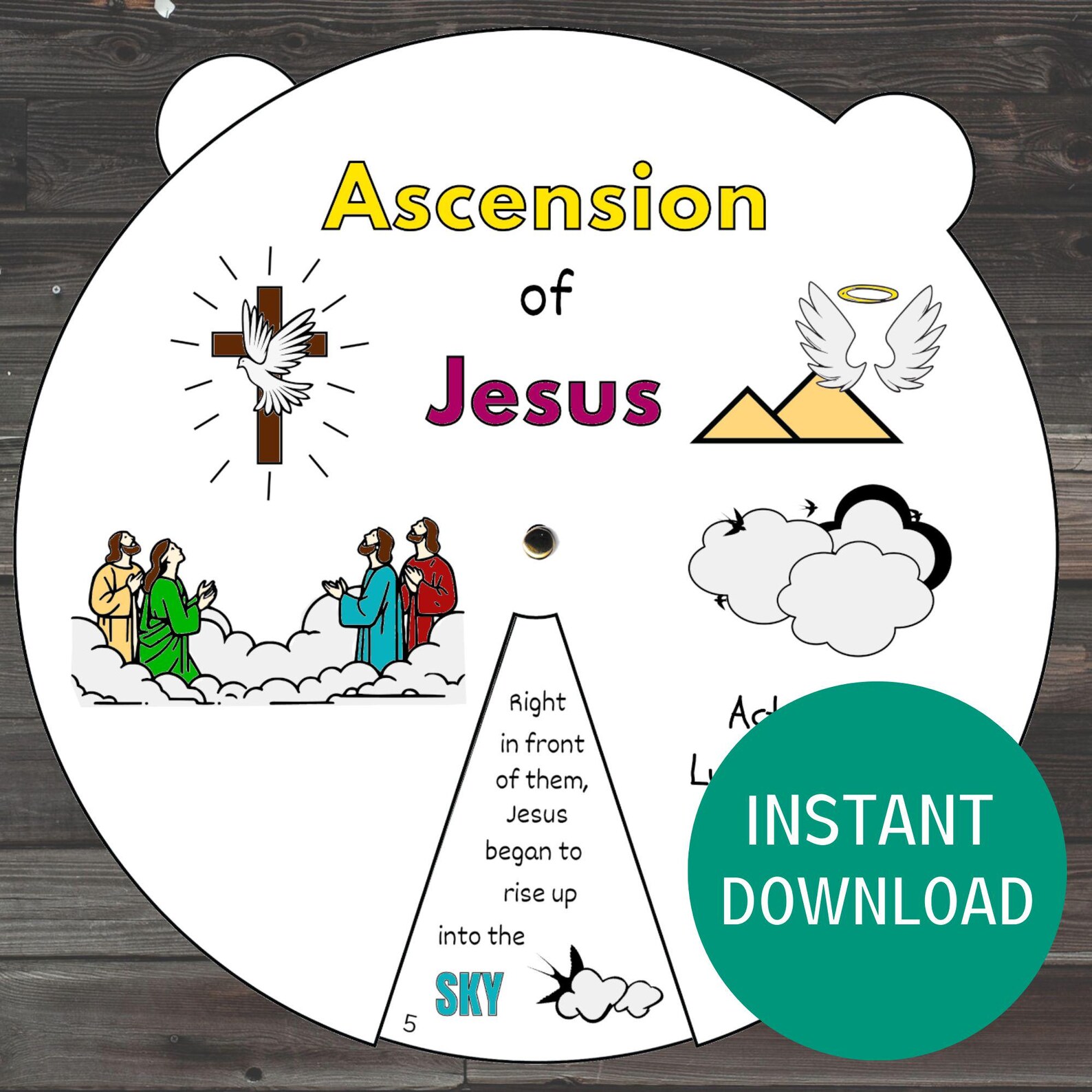 Ascension of Jesus Coloring Wheel, Sunday School Craft, Ascension Kids ...