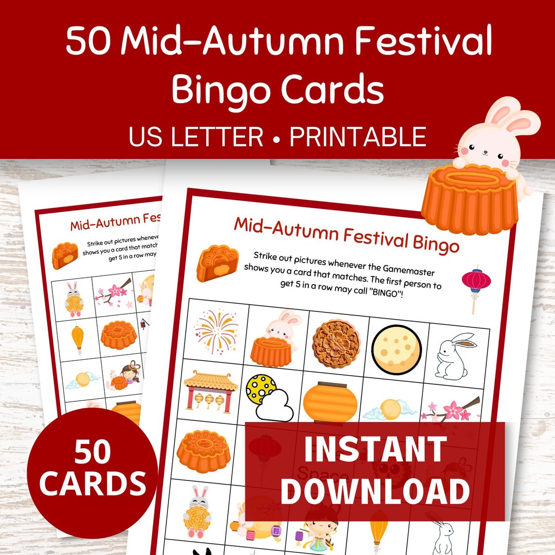 Mid-autumn Festival Bingo Cards Printable, 50 Holiday Bingo Cards PDF ... Mid-autumn Festival Bingo Cards Printable, 50 Holiday Bingo Cards PDF ...