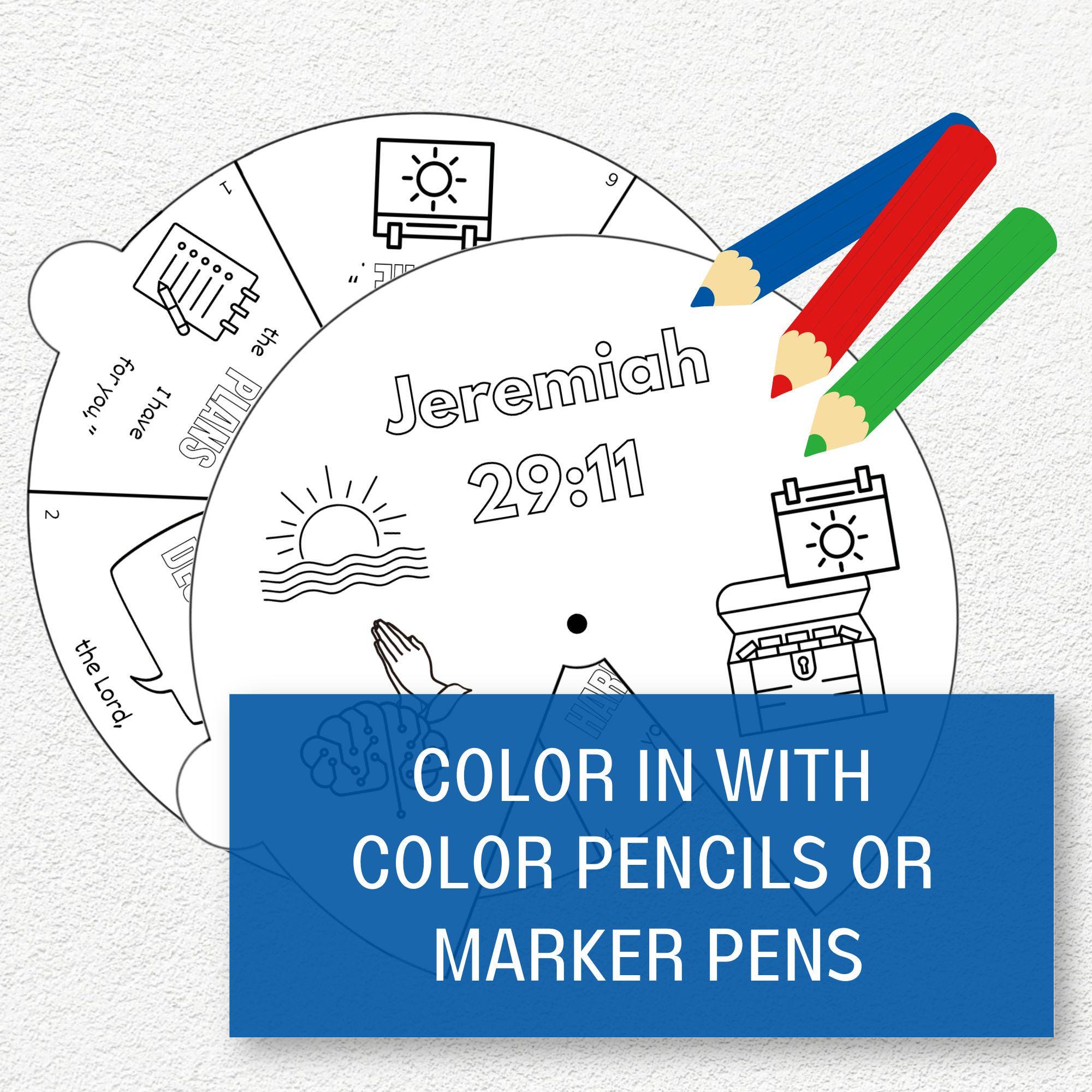 Jeremiah 29:11 Coloring Wheel, Printable Sunday School Crafts, Jeremiah ...