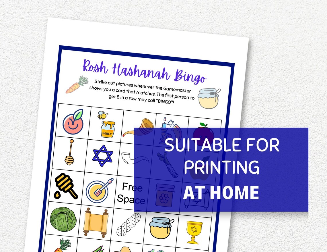 Rosh Hashanah Bingo Game, Rosh Hashanah Activity for Family, 25 ...