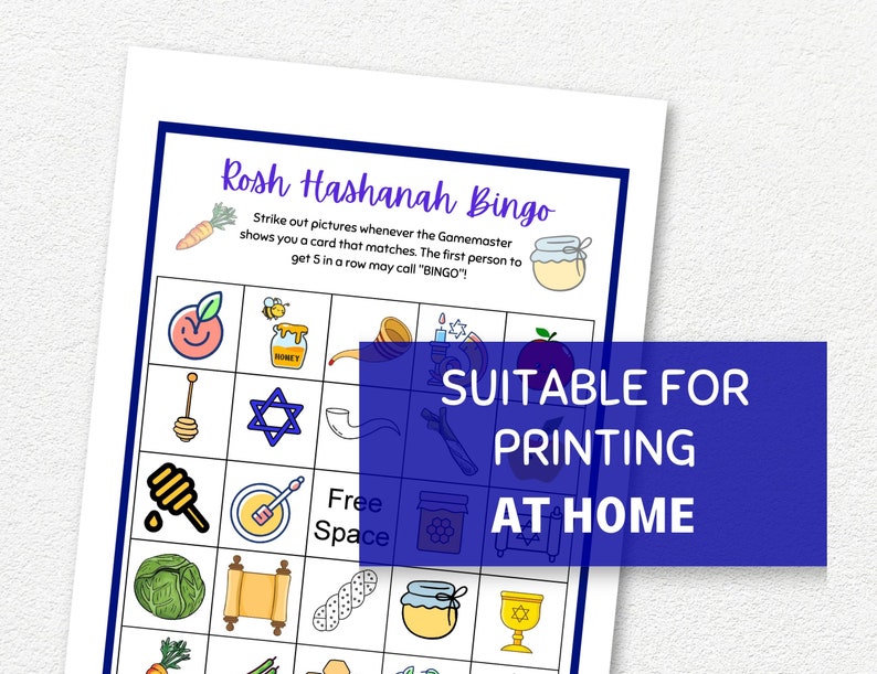 Rosh Hashanah Bingo Game, Rosh Hashanah Activity for Family, 25 ...