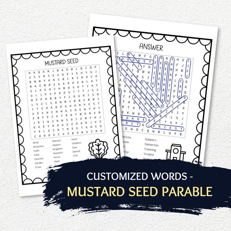 Parable of the Mustard Seed Word Search, Sunday School Lesson and ...