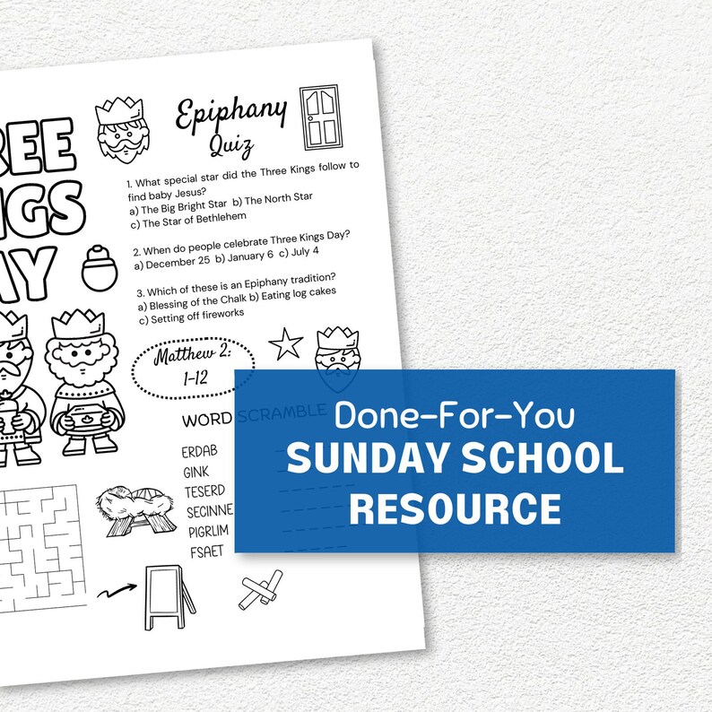 Three Kings Day Activity Placemat, Printable Sunday School Activities ...