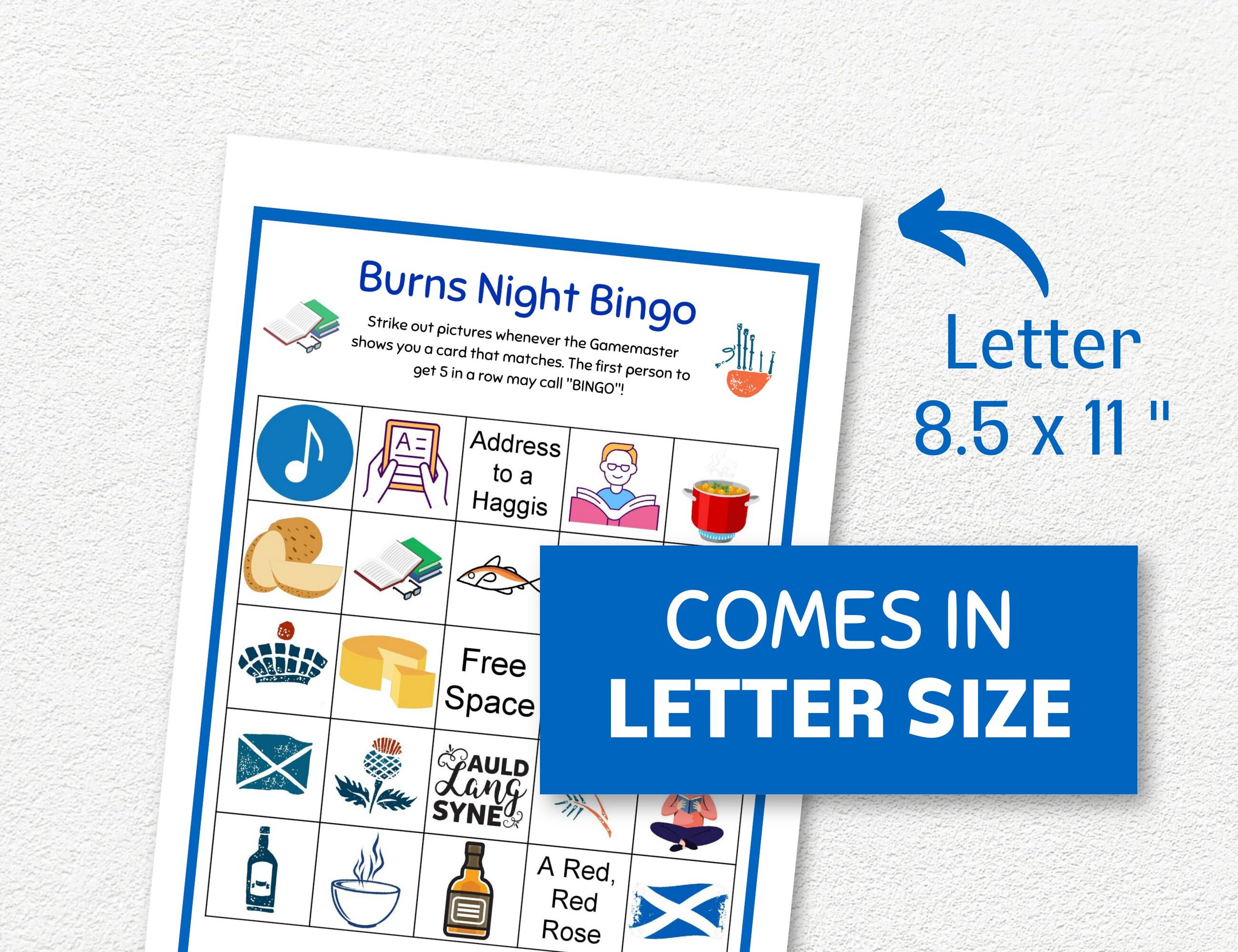Burns Night Bingo, Holiday Bingo 50 Cards, Scottish Themed Bingo Games ...