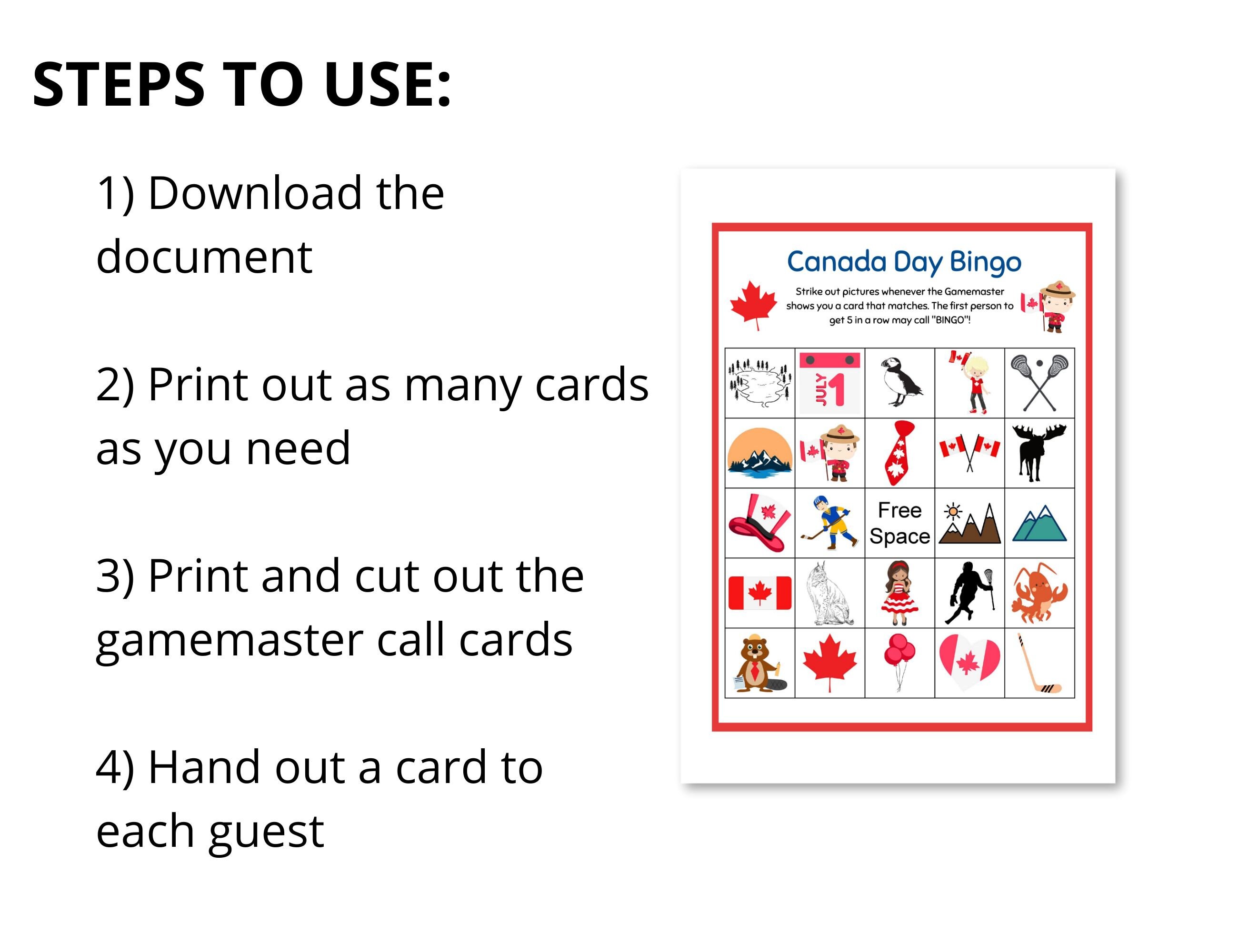 Canada Day Bingo Printable, Holiday Bingo 50 Cards, Summer Bingo PDF ...