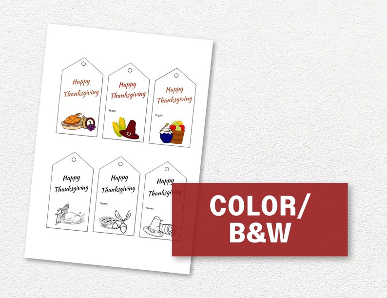 Thanksgiving Gift Tags Printable, 6 Fall Gift Tags, Thanksgiving Tag ...