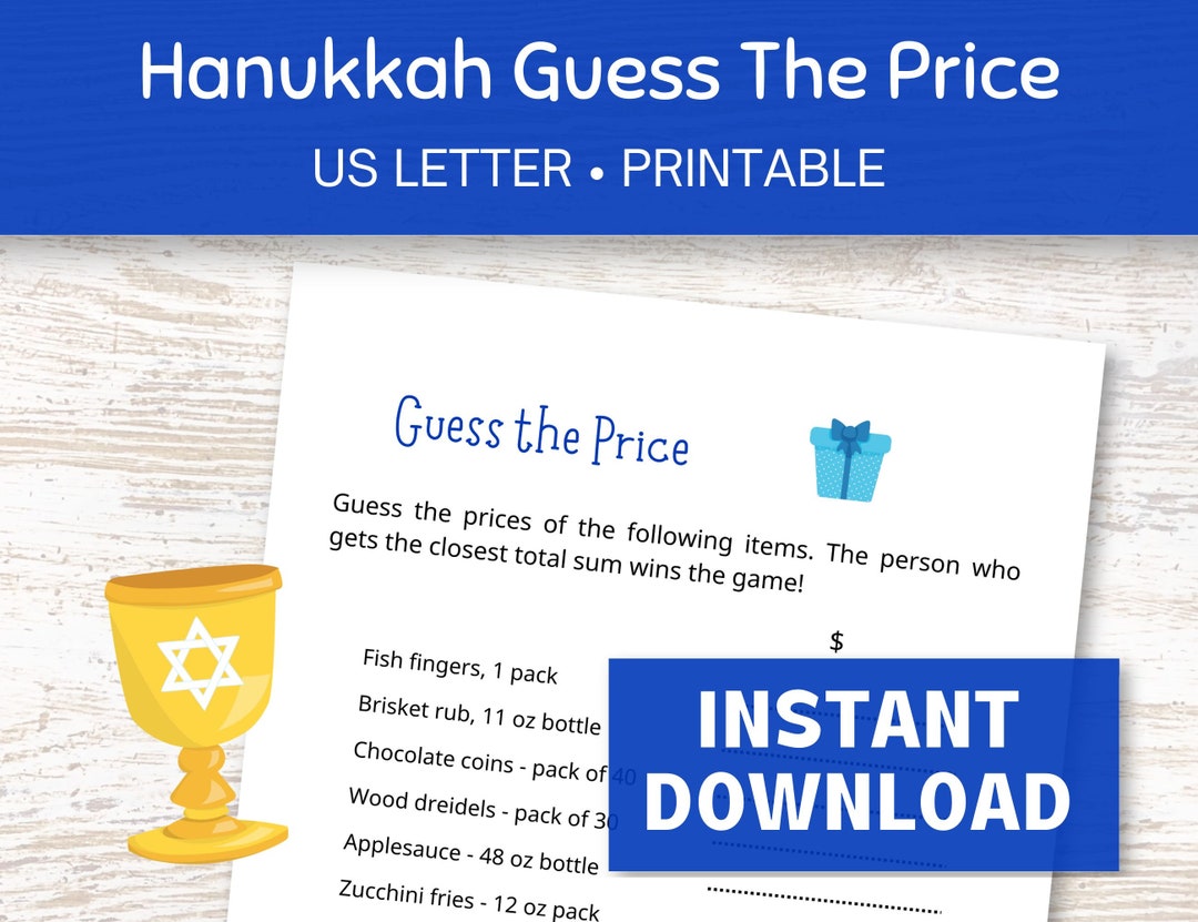 Hanukkah Guess the Price Printable, Chanukkah Games for Family, Party ...