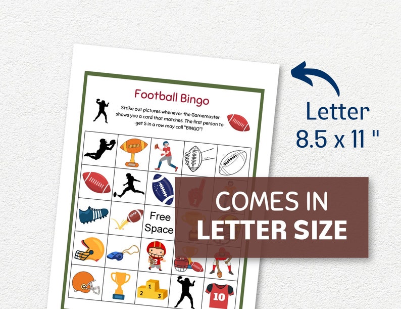 Football Bingo, 50 American Football Bingo Cards Printable, the Big ...