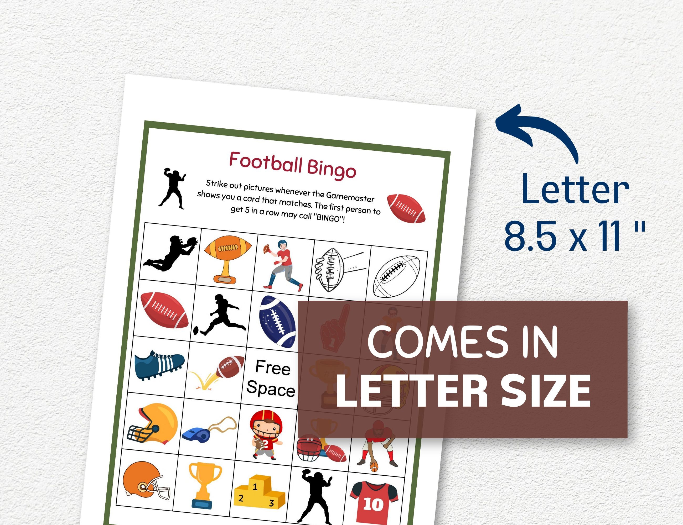 Football Bingo, 50 American Football Bingo Cards Printable, the Big ...