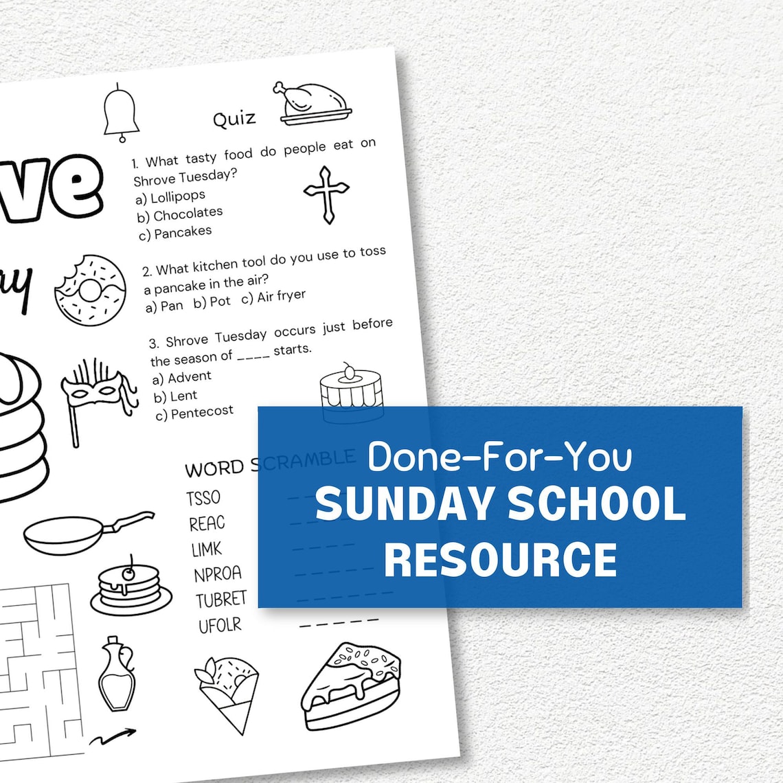 Shrove Tuesday Activity Placemat, Printable Sunday School Games ...