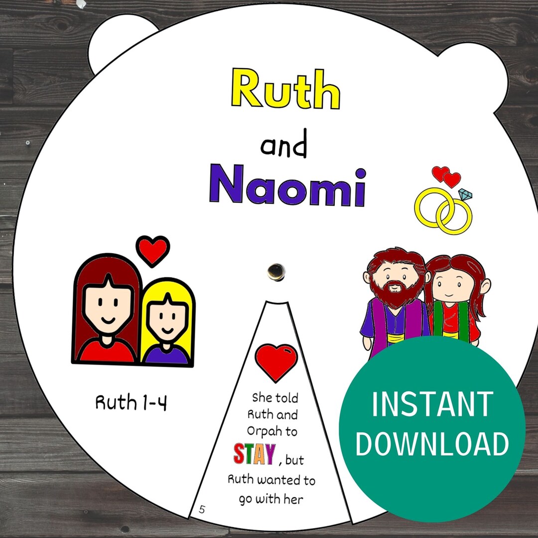 Ruth and Naomi Coloring Wheel, Printable Sunday School Lesson, Kids ...