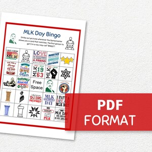 MLK Bingo Game, 50 Bingo Printable Cards for Martin Luther King Jr Day ...