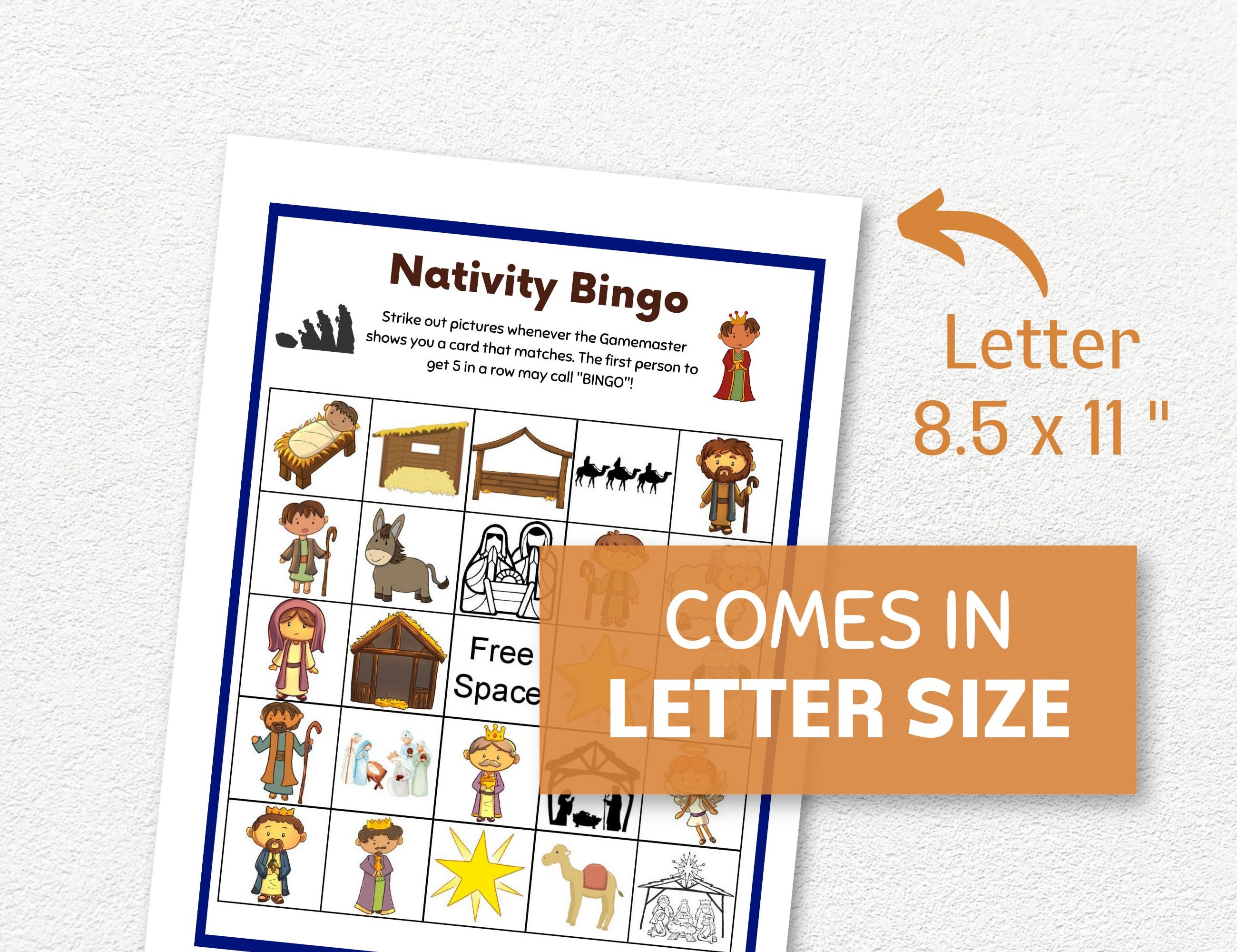 Nativity Bingo for Kids and Adults, 25 Printable Nativity Bingo Cards ...