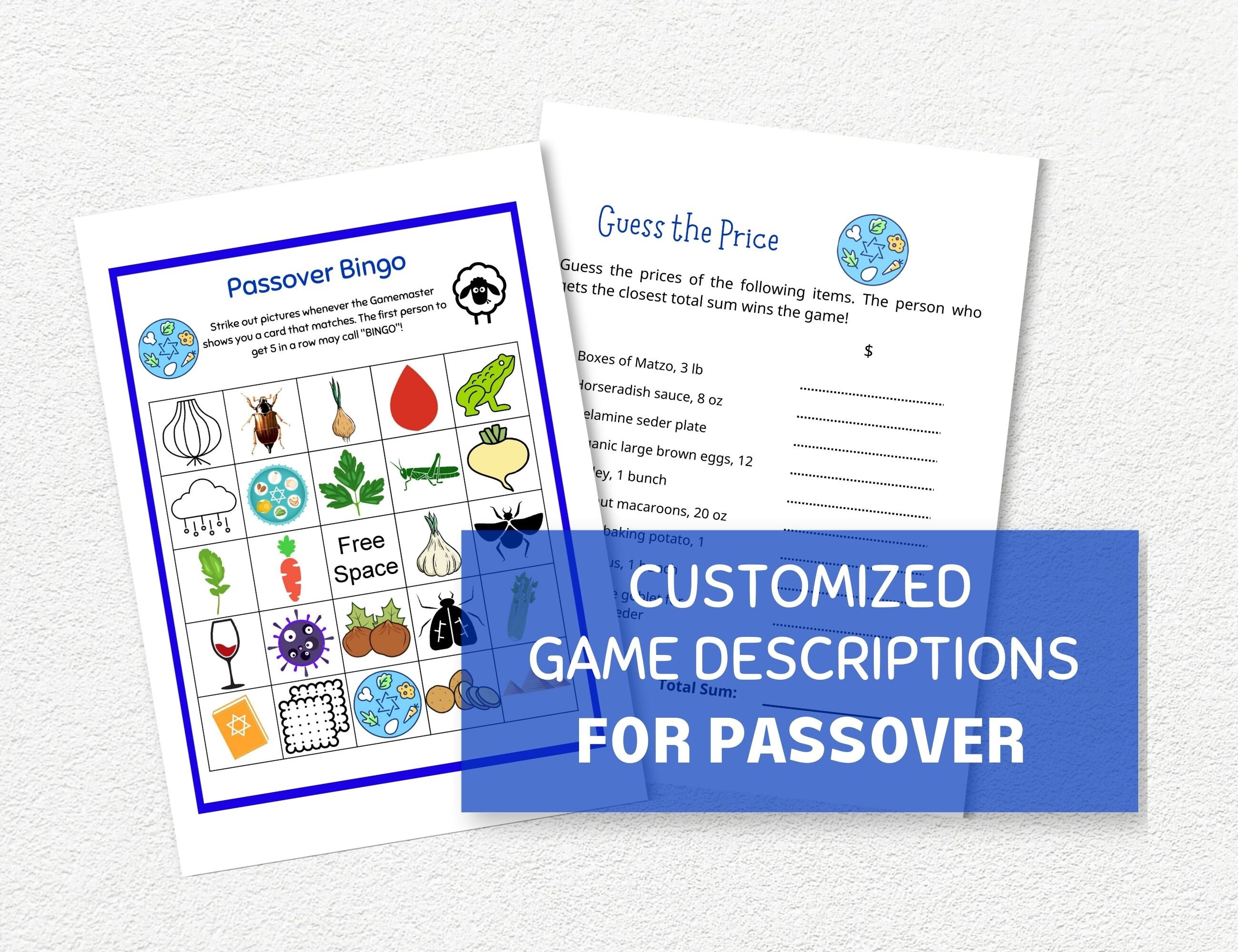 Passover Game Bundle Printable, 12 Editable Passover Activities for ...