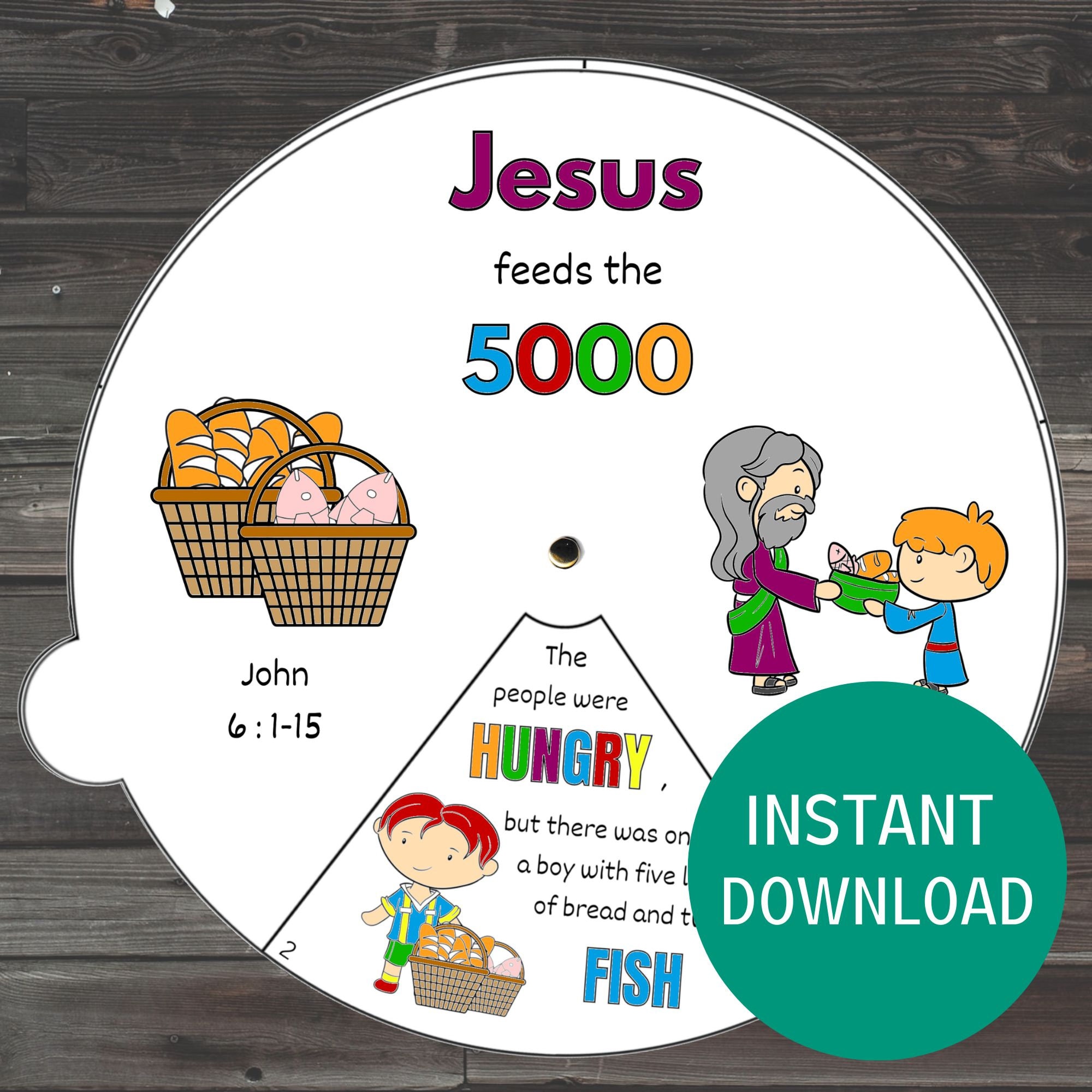Jesus Feeds the 5000 Coloring Wheel, Five Loaves and Two Fish Craft ...