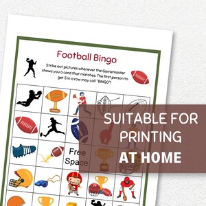 Football Bingo, 50 American Football Bingo Cards Printable, the Big ...