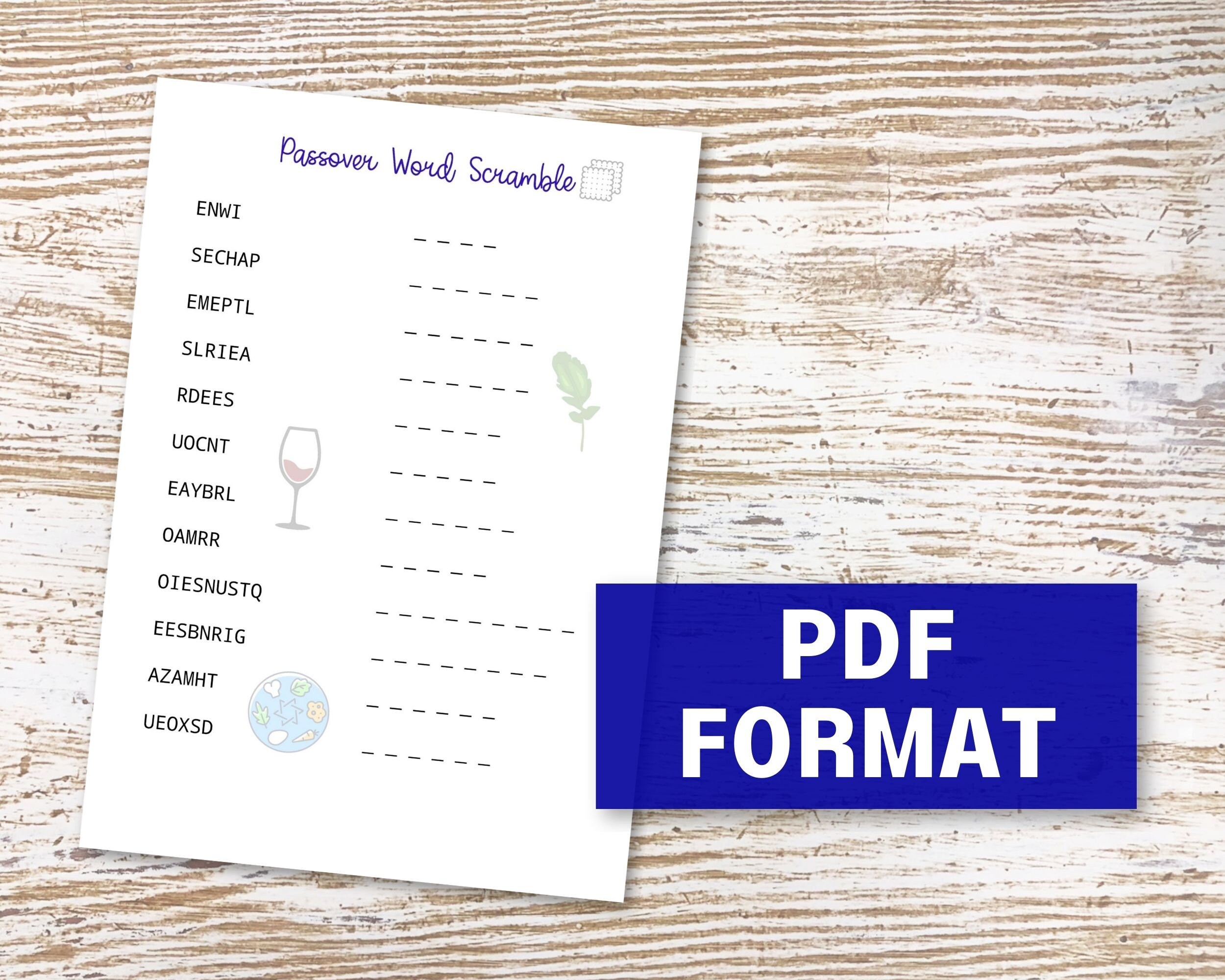 Passover Word Scrambles Game, 2 Printable Puzzles for Pesach, Jewish ...