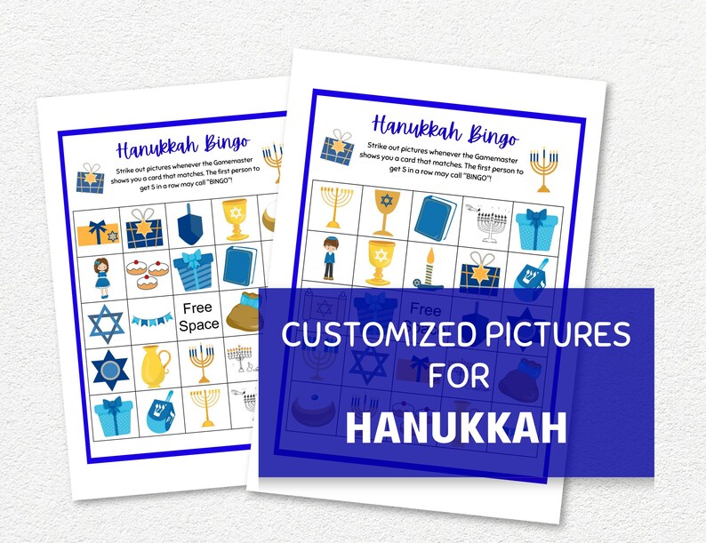 Hanukkah Bingo Game Printable, 25 Bingo Cards, Jewish Festival Games ...