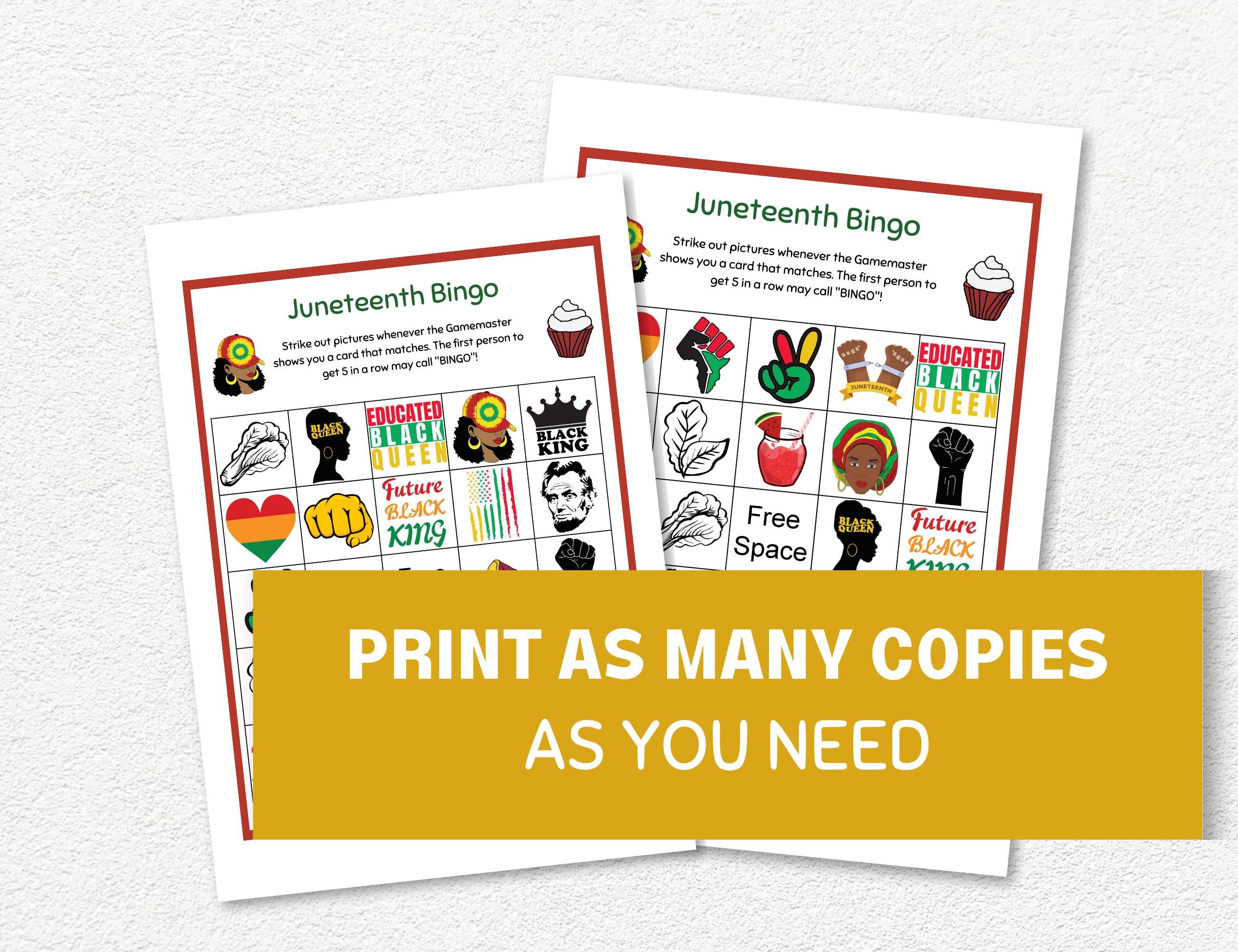 Juneteenth Bingo Printable, 50 Juneteenth Bingo Cards PDF, African ...