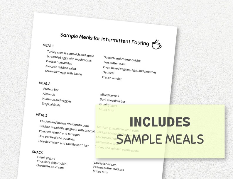 Intermittent Fasting Meal Planner, Printable Weekly Meal Planner ...