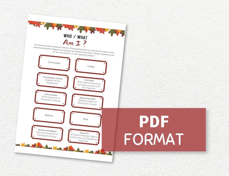 Thanksgiving Who Am I Game, Thanksgiving Guess My Word, Printable Guess ...