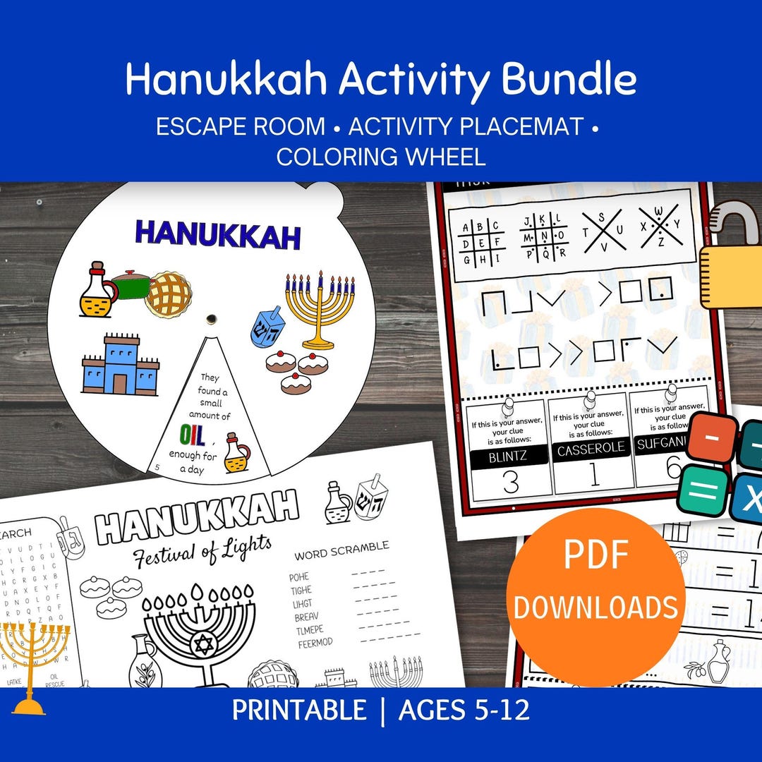 Hanukkah Activity Bundle, 3 Printable Chanukah Lesson Activities ...