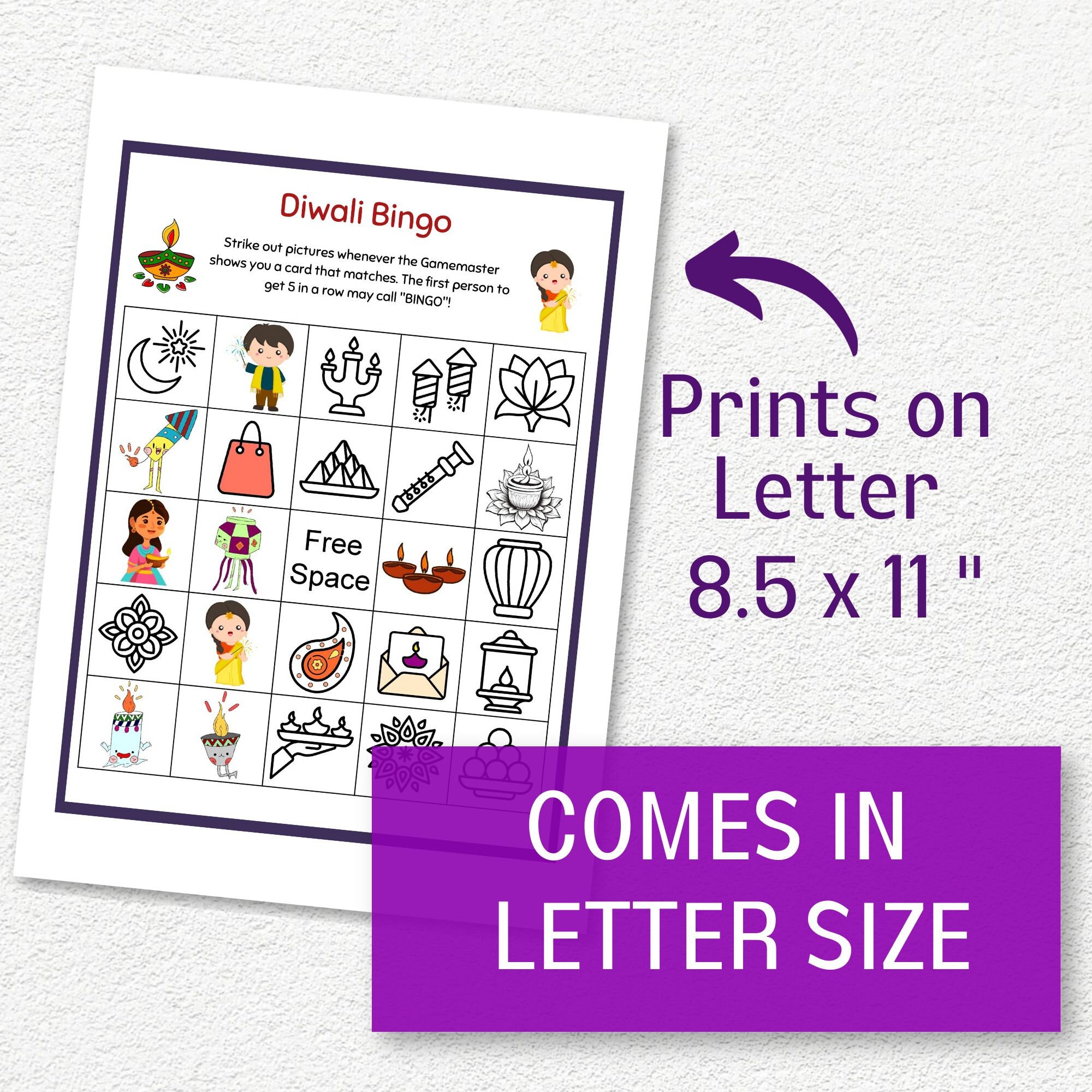 Diwali Bingo Game Printable, 50 Holiday Bingo Cards PDF, Diwali Kids ...