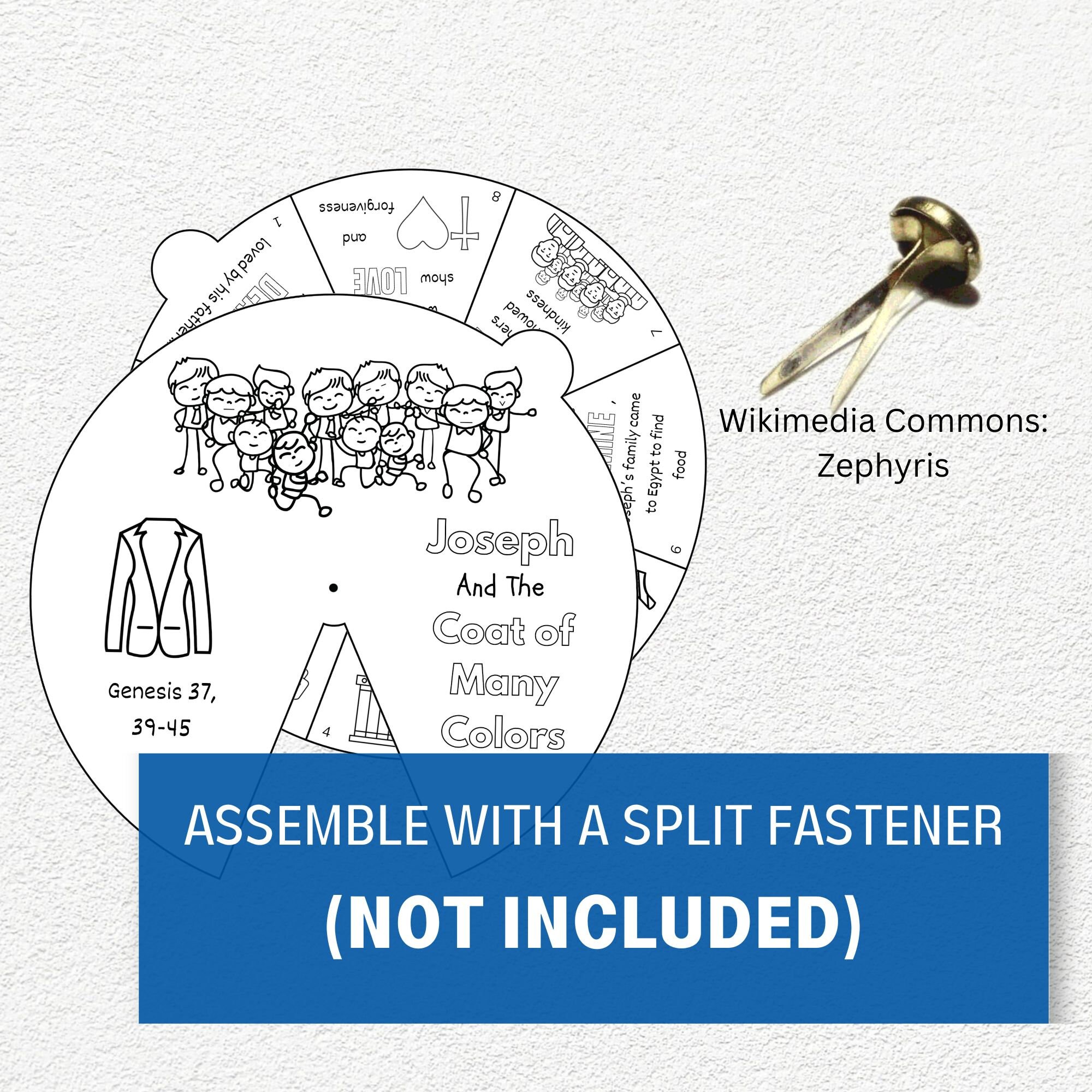 Joseph and the Coat of Many Colors Coloring Wheel, Printable Sunday ...
