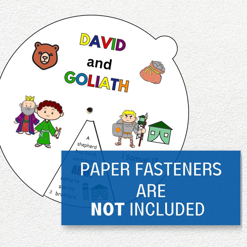 David and Goliath Coloring Wheel, Printable Sunday School Craft, Kids ...
