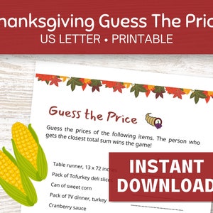 Thanksgiving Guess the Price Printable, Thanksgiving Guessing Game ...