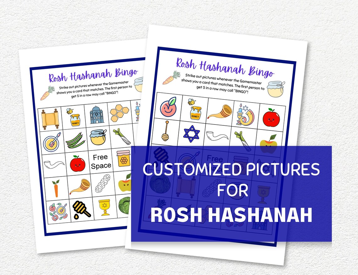 Rosh Hashanah Bingo Game, Rosh Hashanah Activity for Family, 25 ...