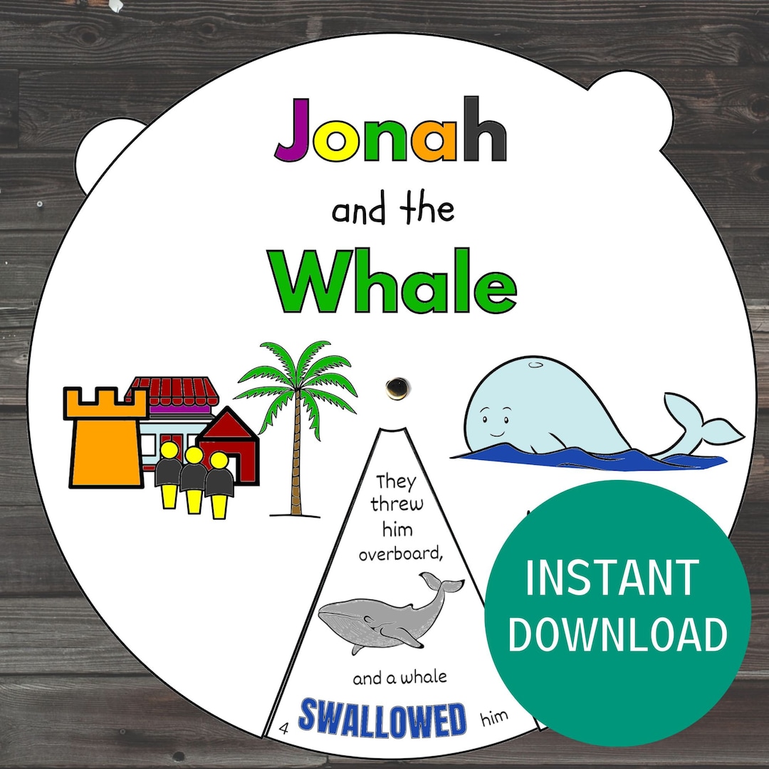 Jonah and the Whale Coloring Wheel, Printable Sunday School Lesson ...