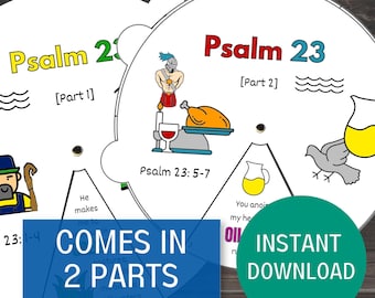Psalm 23 Bible Coloring Wheel Craft ENGLISH Printable Bible Activity ...