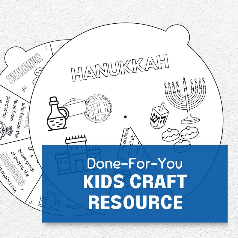 Hanukkah Coloring Wheel Printable, Chanukah Kids Craft, Hebrew School ...