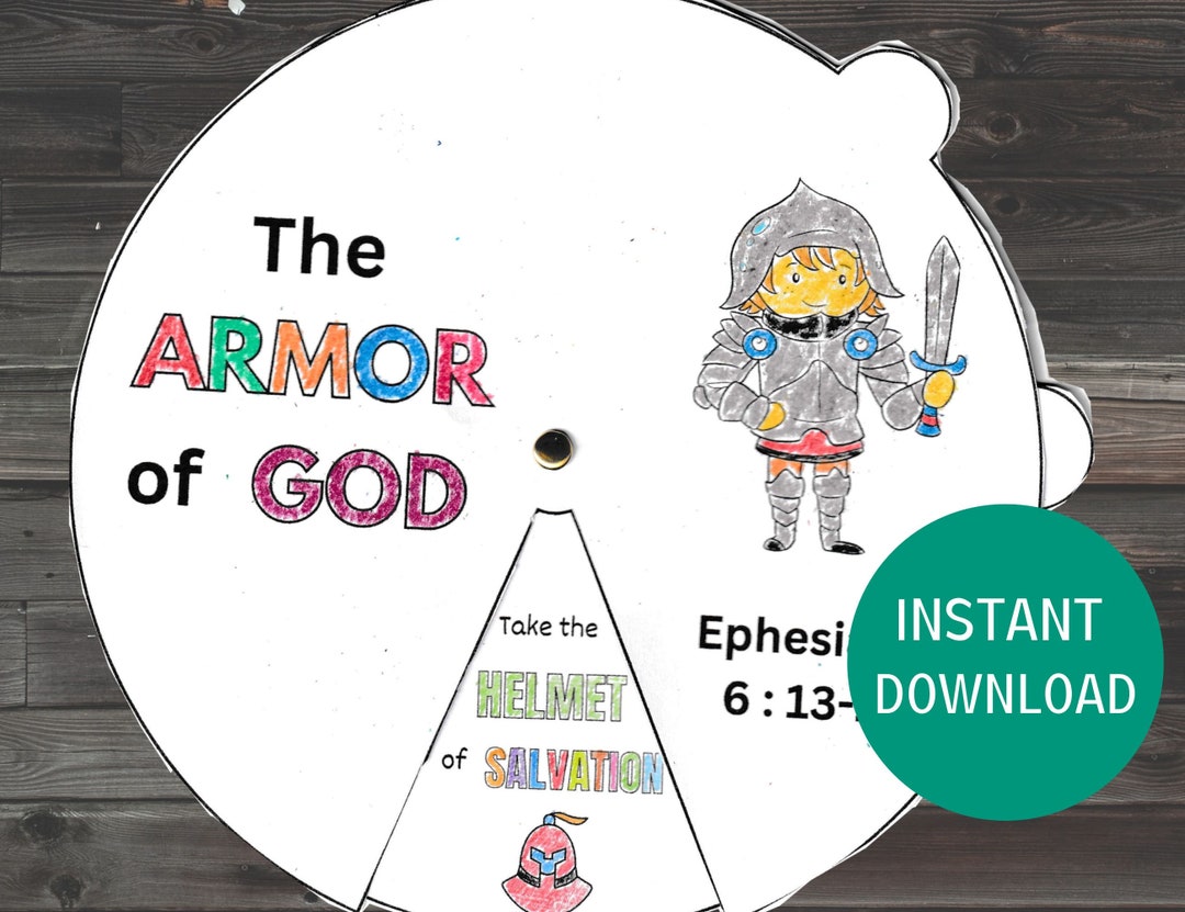 Armor of God Coloring Wheel, Printable Sunday School Lesson, Kids Bible ...