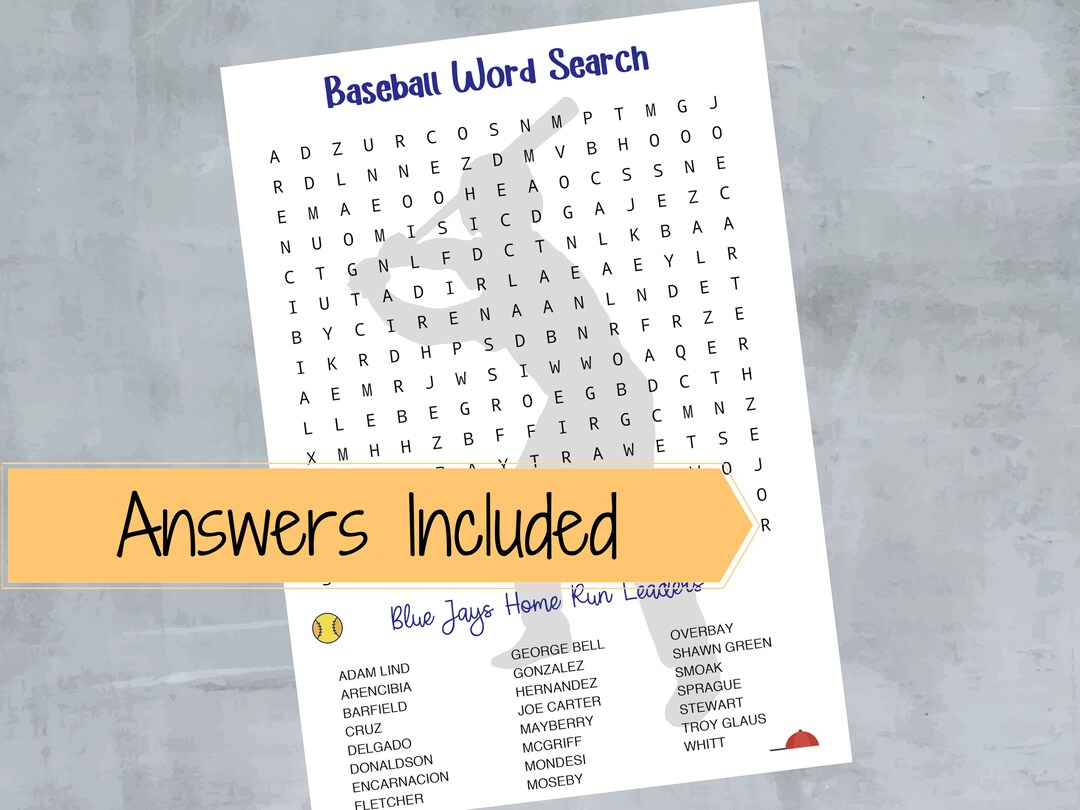 Baseball Word Search Trivia Printables - Etsy